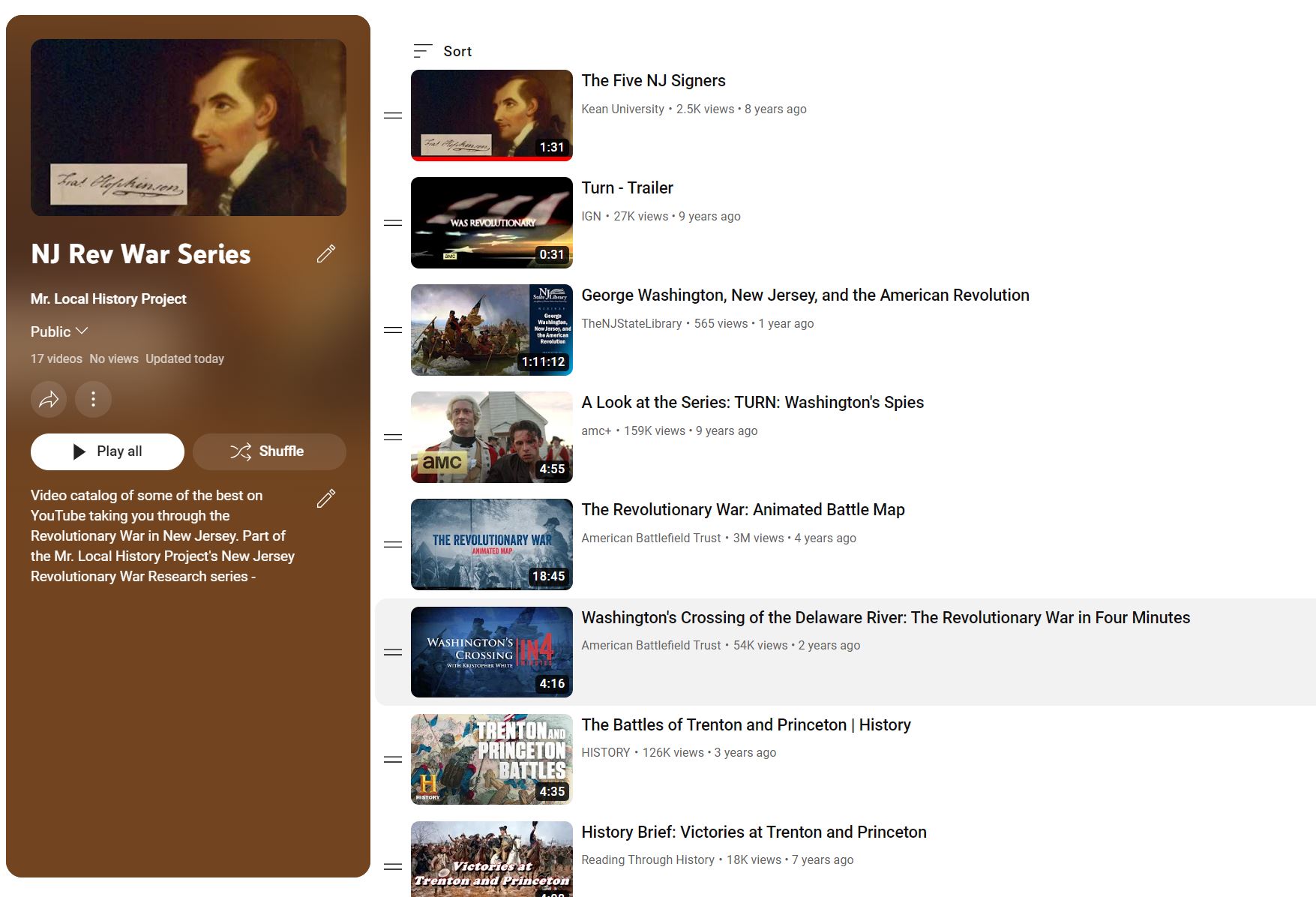 New Jersey Rev War Video Collection - Mr. Local History Project