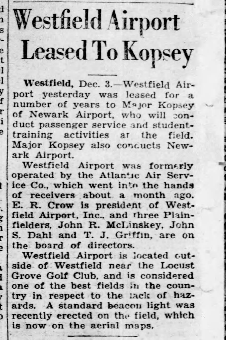 The Lost Westfield Airport In Union County - Mr. Local History Project